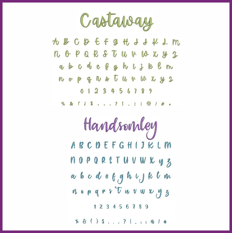 BX Embroidery Fonts Bundle: 10 Modern Cursive Fonts (0.5 Inch - 4 ...