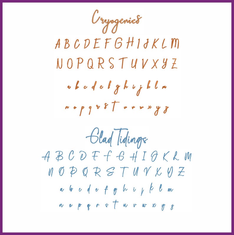 BX Embroidery Fonts Bundle: 10 Cursive Machine Letters 1-4 Inch ...