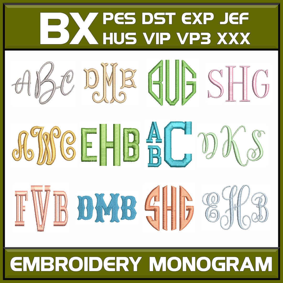 BX Embroidery Monogram Fonts : 12 Machine Embroidery Designs Brother ...