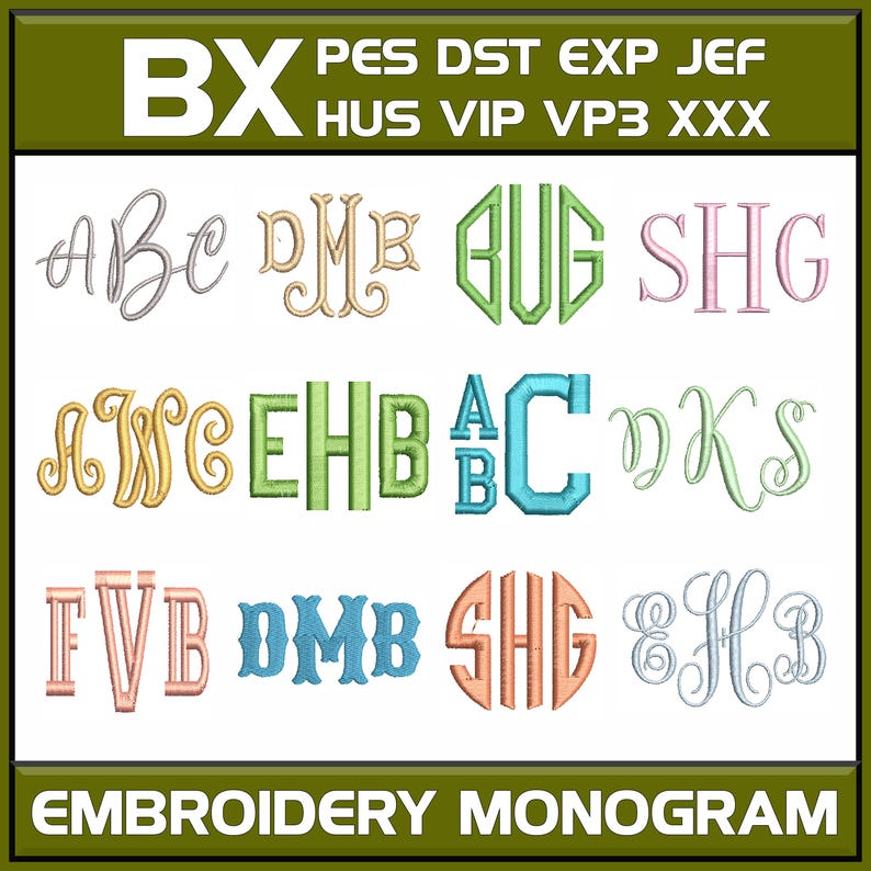BX Embroidery Monogram Fonts : 12 Machine Embroidery Designs Brother ...