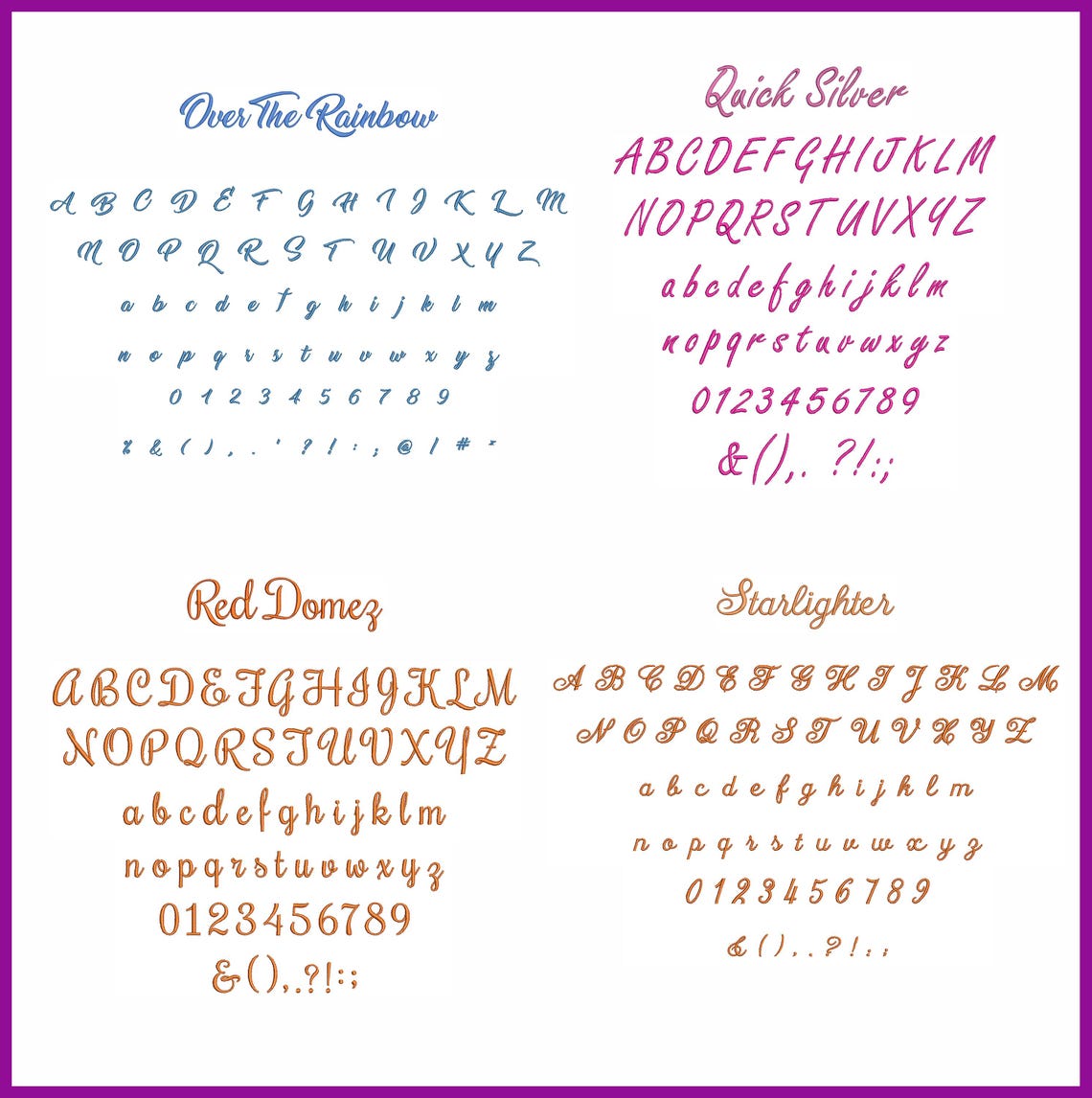 BX Embroidery Fonts Bundle: 20 Cursive Machine Letters (0.5-4 Inch) - Etsy