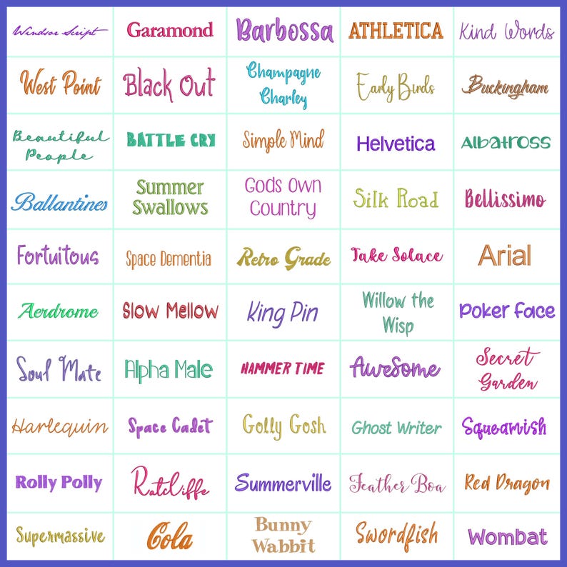 600 Embroidery Fonts Bundle: PES Brother Font Pack (1-3 Inch) (digital ...