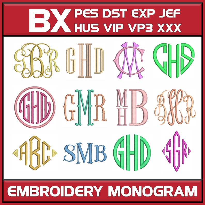 BX Embroidery Monogram Fonts : 12 Machine Embroidery Designs Brother ...