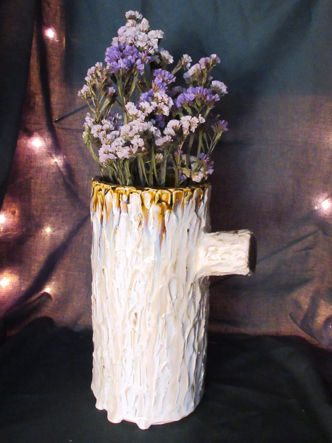 Birch Look Log Vase With Branch Hand Built Pottery - Etsy