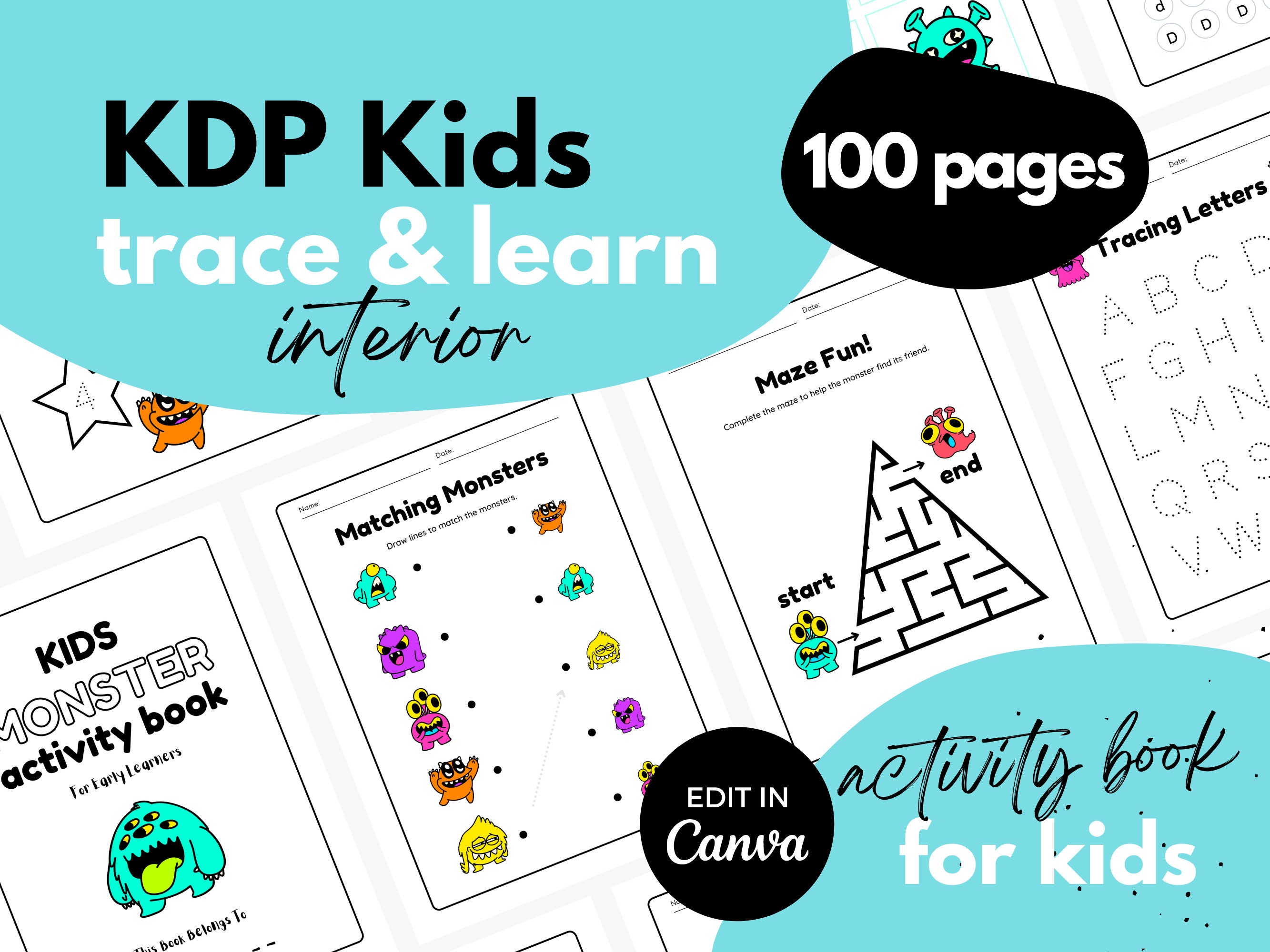 KDP Kids Interior ⋆ Monster Activity Book ⋆ Canva Template ⋆ 8.5x11 - Etsy