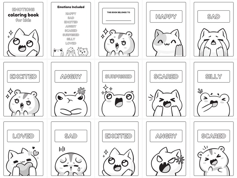 KDP Kids Interior ⋆ Coloring Pages and Cover ⋆ Emotions ⋆ Canva ...