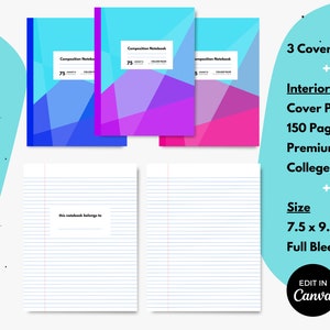 KDP Composition Notebook ⋆ Cover and Interior Bundle ⋆ Canva Template ...