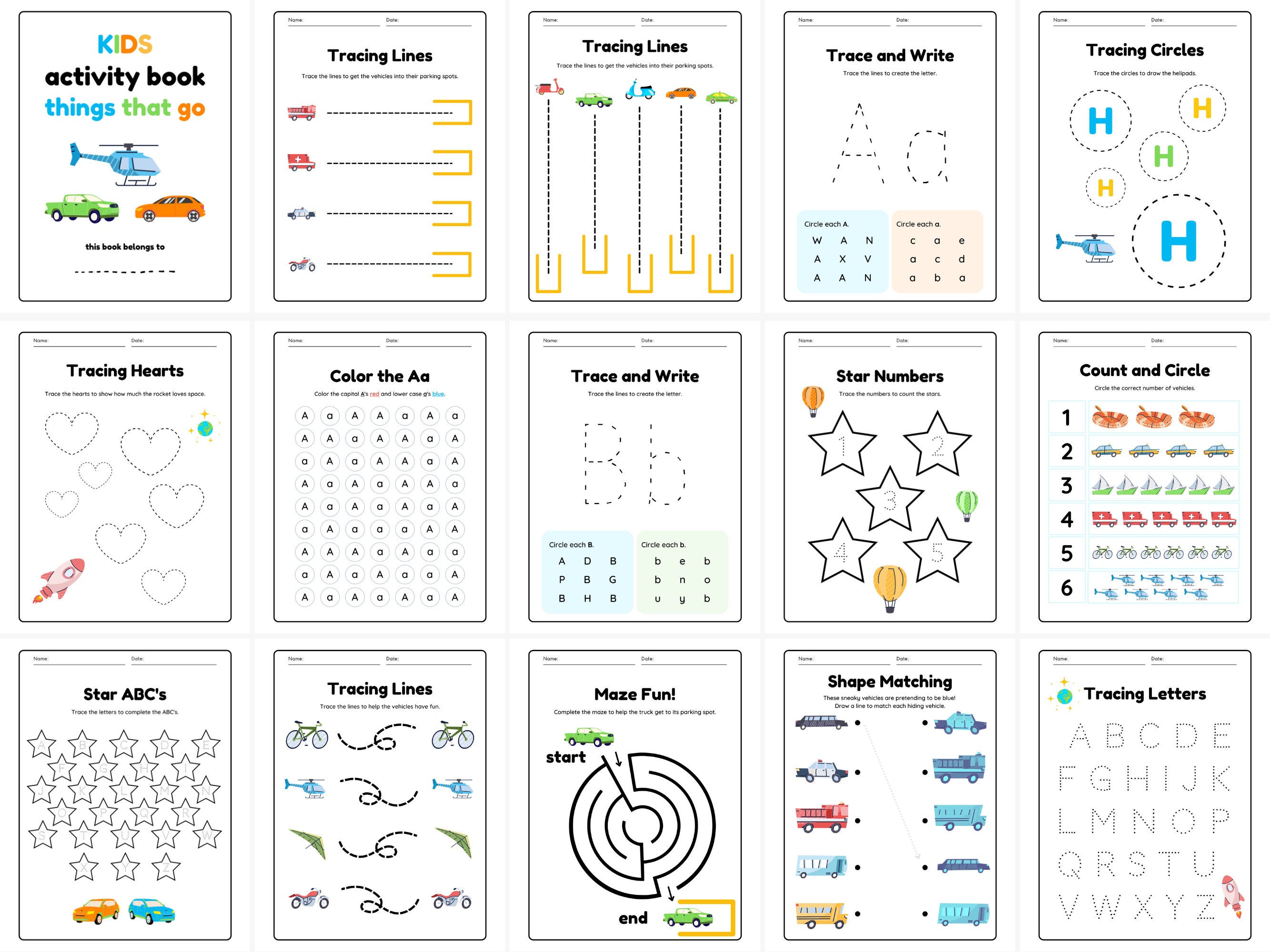 KDP Kids Interior Tracing Activity Book Things That Go - Etsy