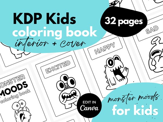 KDP Kids Interior Coloring Pages and Cover Monster Moods - Etsy