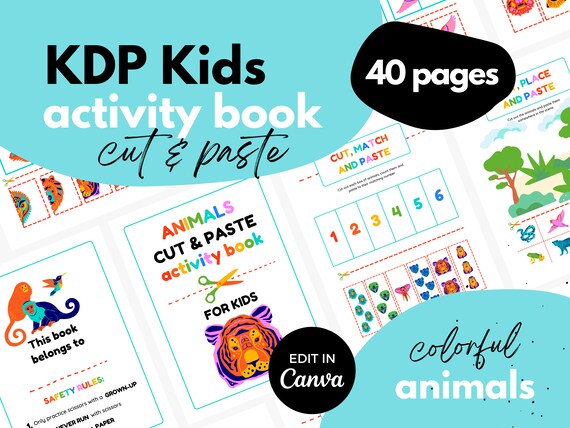 KDP Kids Interior Cut and Paste Animal Activity Book Canva - Etsy