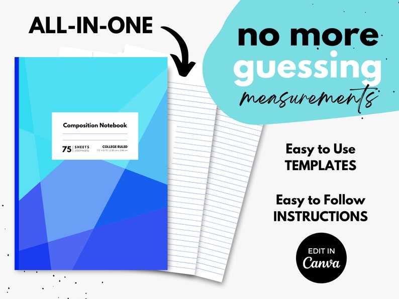 KDP Composition Notebook ⋆ Cover and Interior Bundle ⋆ Canva Template ...