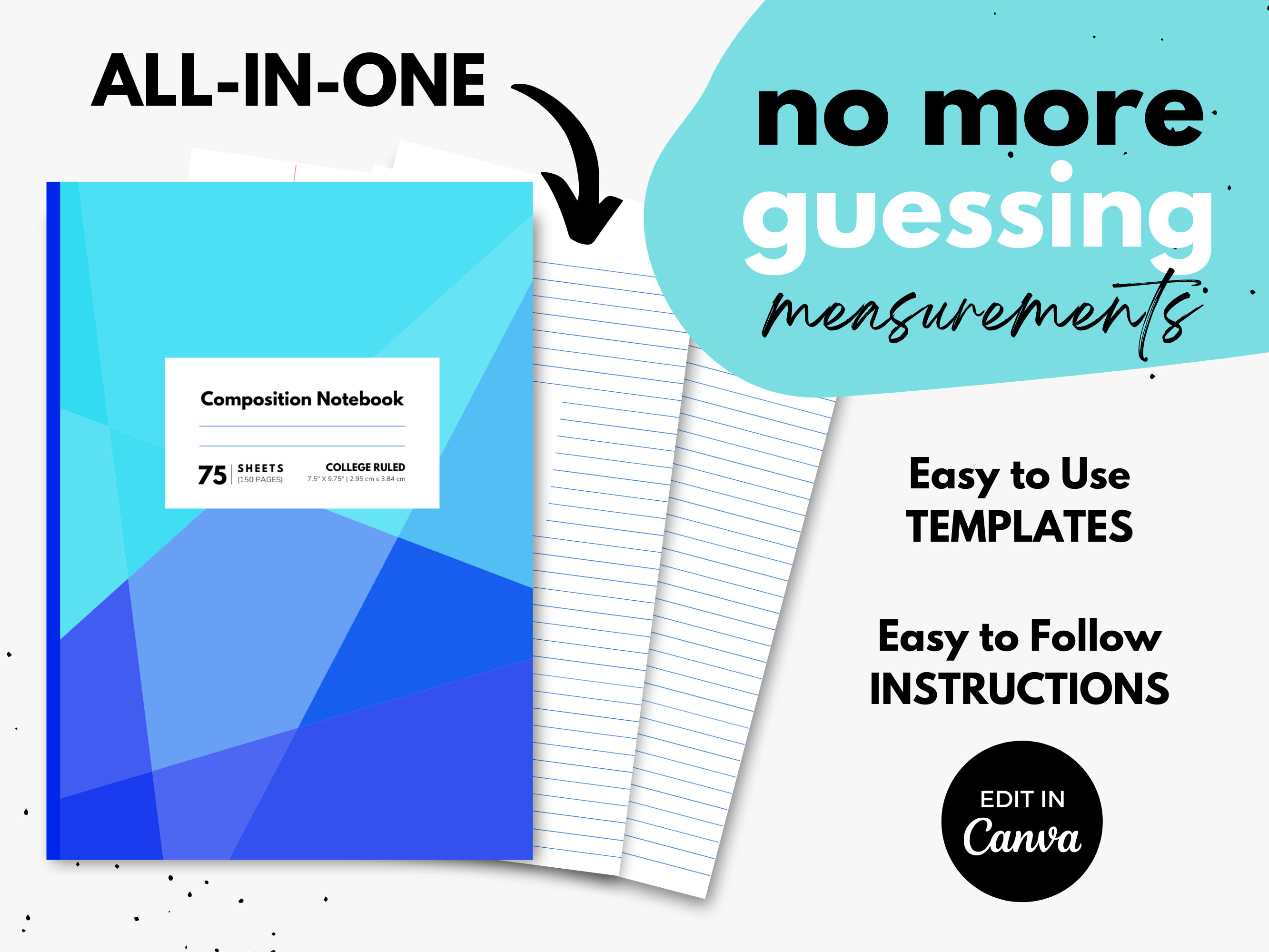 KDP Composition Notebook ⋆ Cover and Interior Bundle ⋆ Canva Template ...