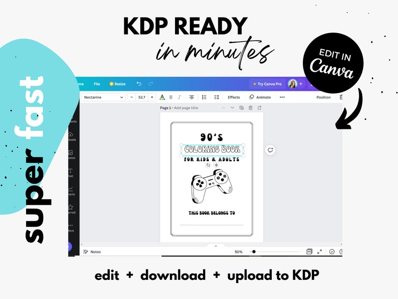 KDP Coloring Interior ⋆ 90s Vibes ⋆ Canva Template ⋆ 8.5x11 - Etsy