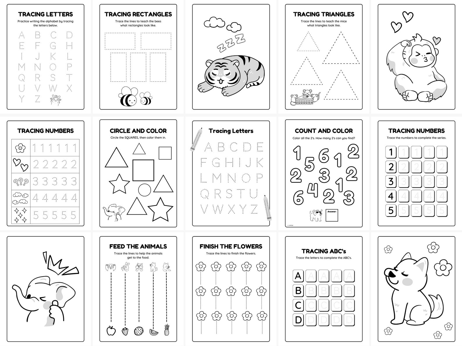 KDP Kids Coloring and Tracing Activity Book With Animals - Etsy