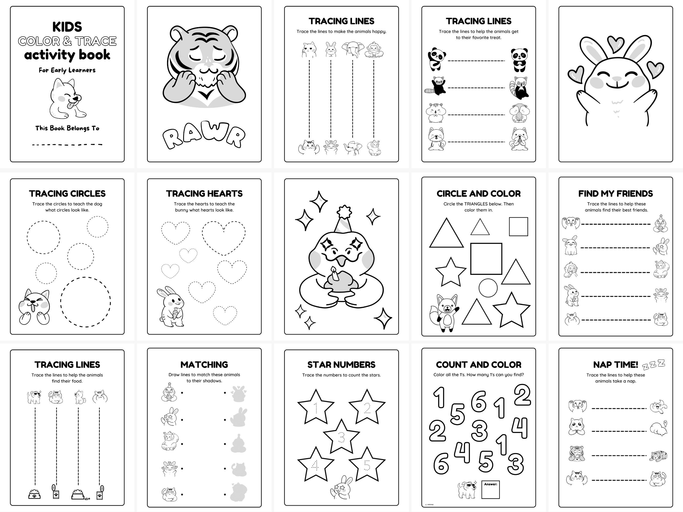 KDP Kids Coloring and Tracing Activity Book With Animals ⋆ Canva ...