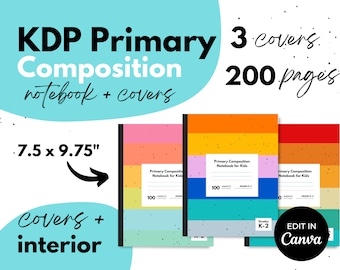 KDP Composition Notebook Cover and Interior Bundle Canva Template - Etsy