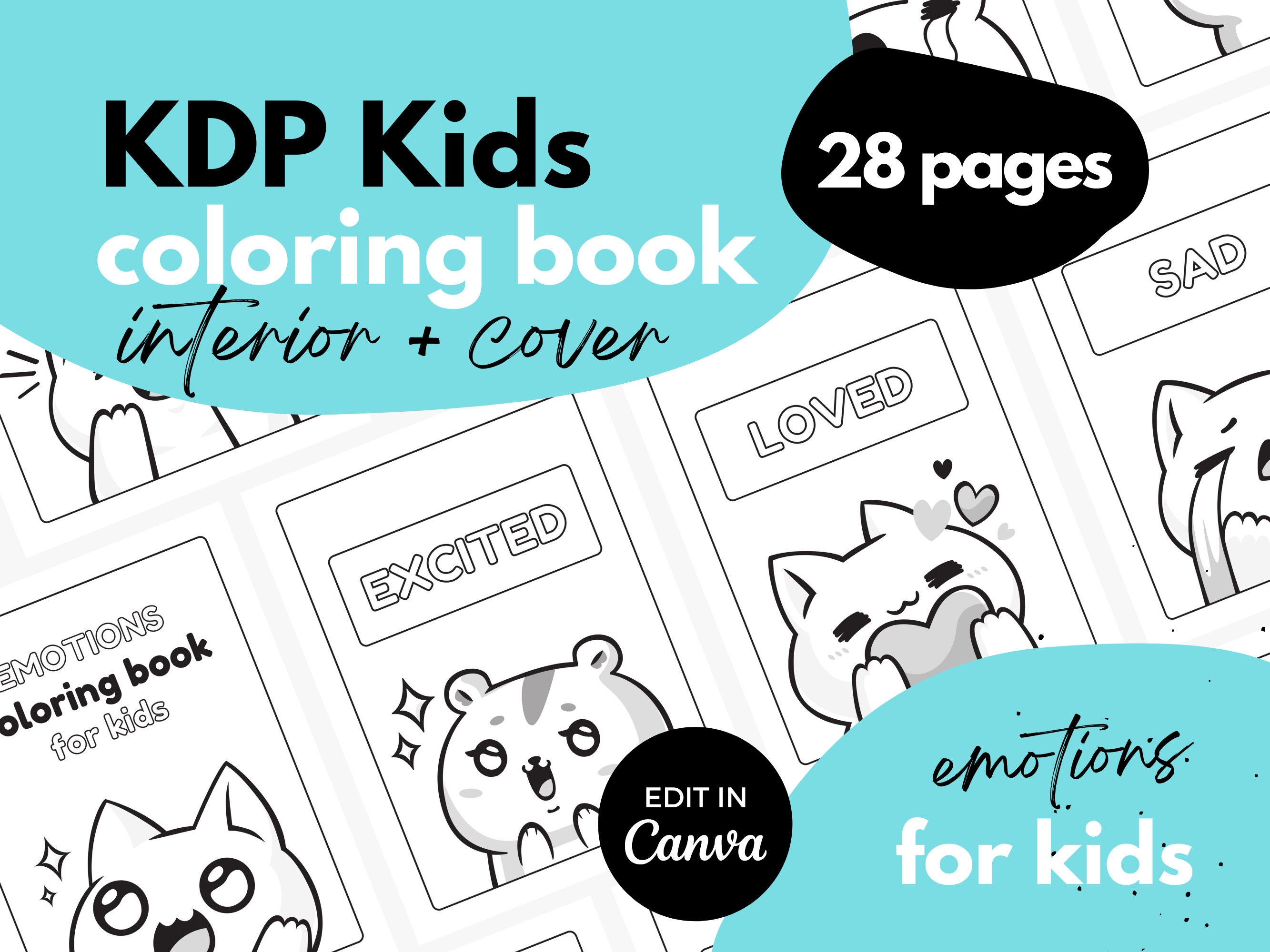 KDP Kids Interior ⋆ Coloring Pages and Cover ⋆ Emotions ⋆ Canva ...