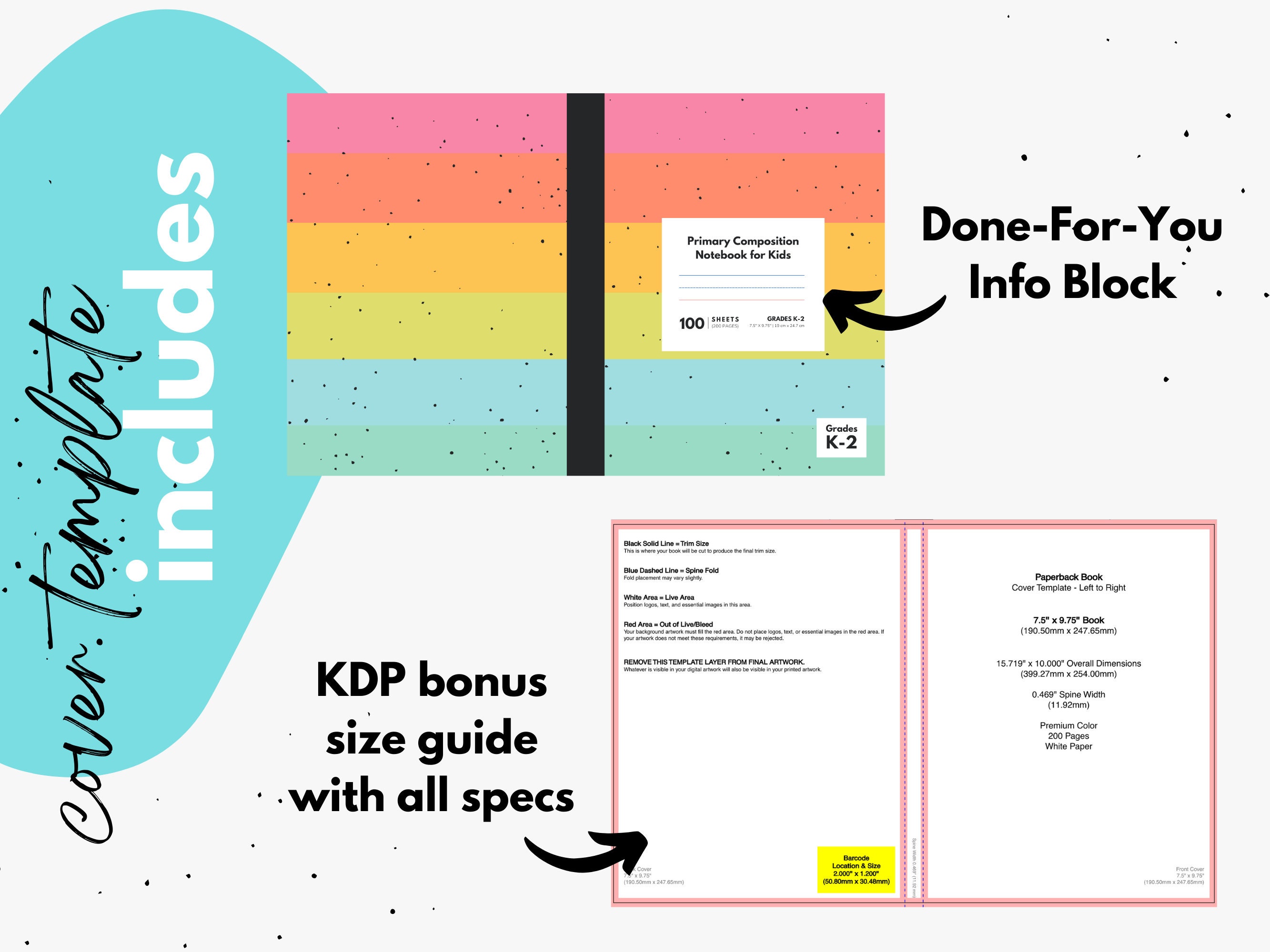 KDP Primary Composition Notebook Grades K-2 ⋆ Cover and Interior Bundle ...
