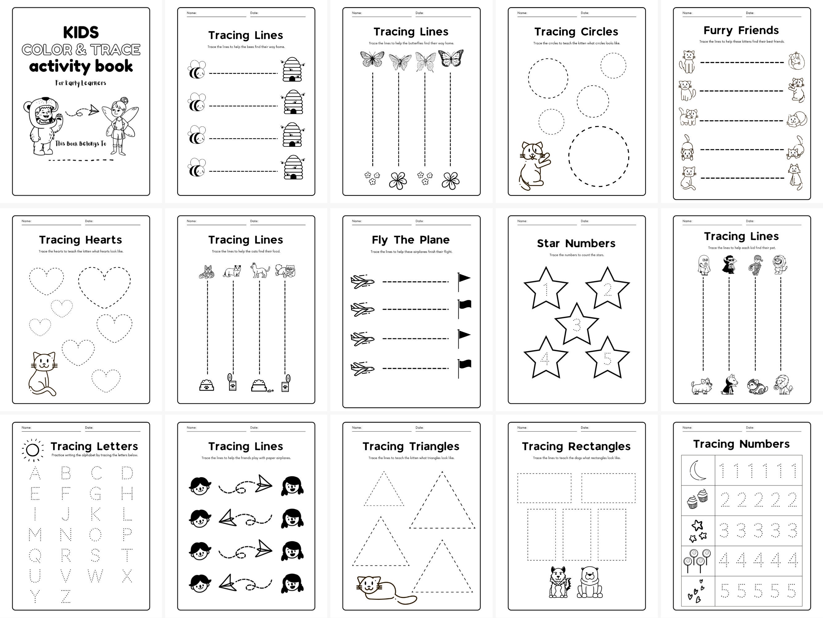 KDP Kids Interior Coloring & Tracing Canva Template - Etsy