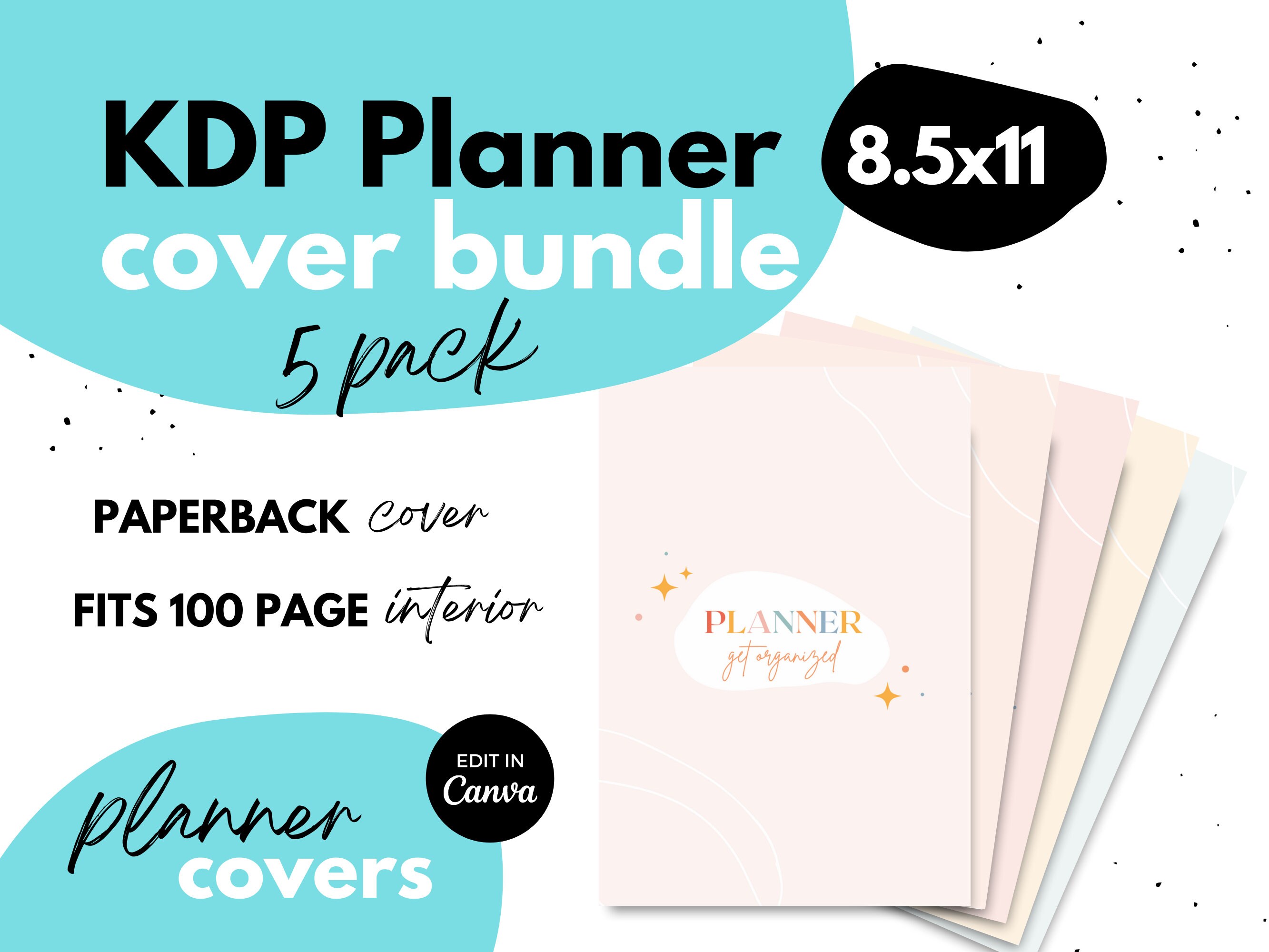 KDP Planner Cover Template ⋆ 5 Color Bundle ⋆ Canva ⋆ 8.5x11 - Etsy