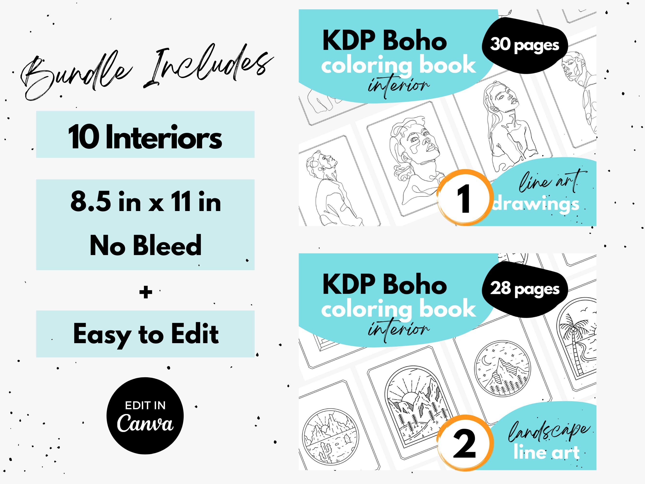 KDP Interiors Bundle V2 10 Coloring Books Canva Template - Etsy