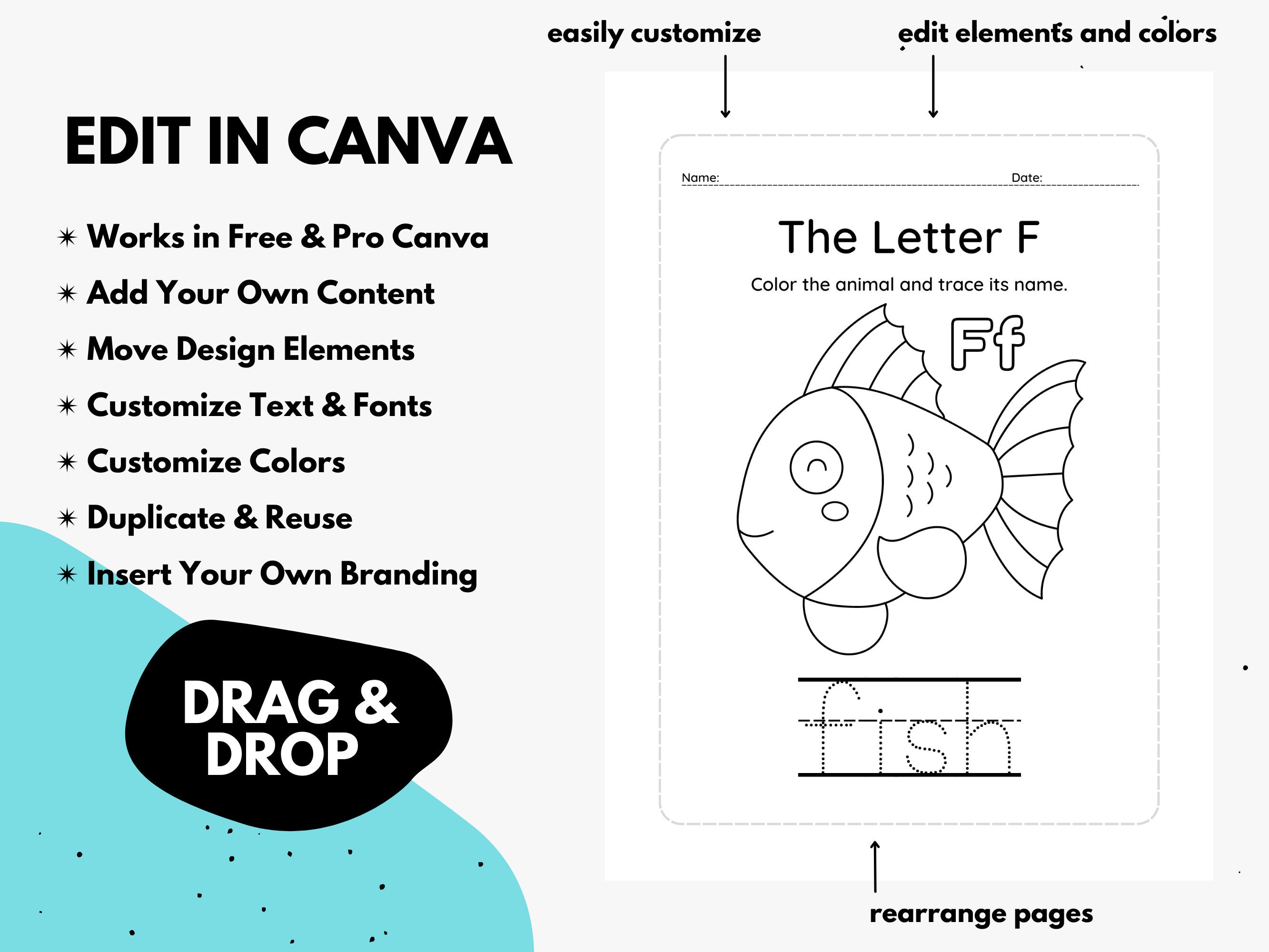 KDP Kids Interior Coloring & Tracing Abcs Canva Template 8.5x11 - Etsy