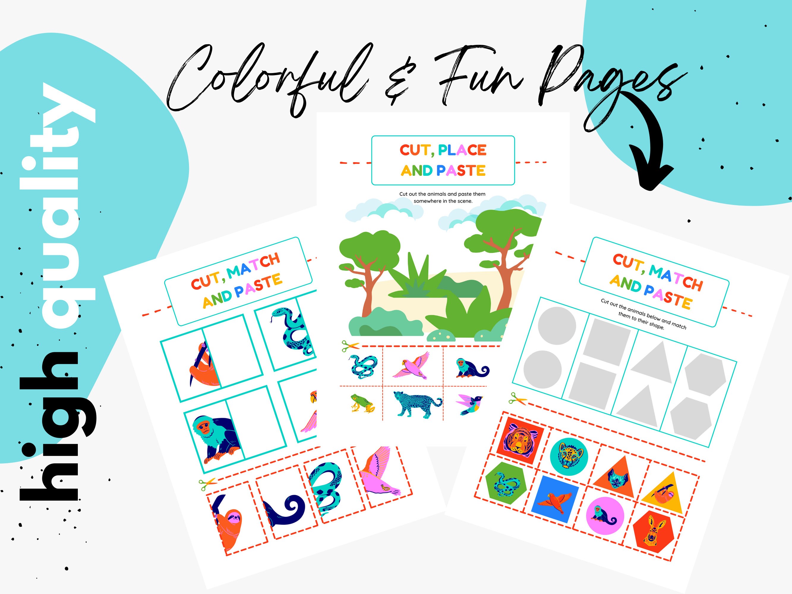 KDP Kids Interior ⋆ Cut and Paste Animal Activity Book ⋆ Canva Template ...