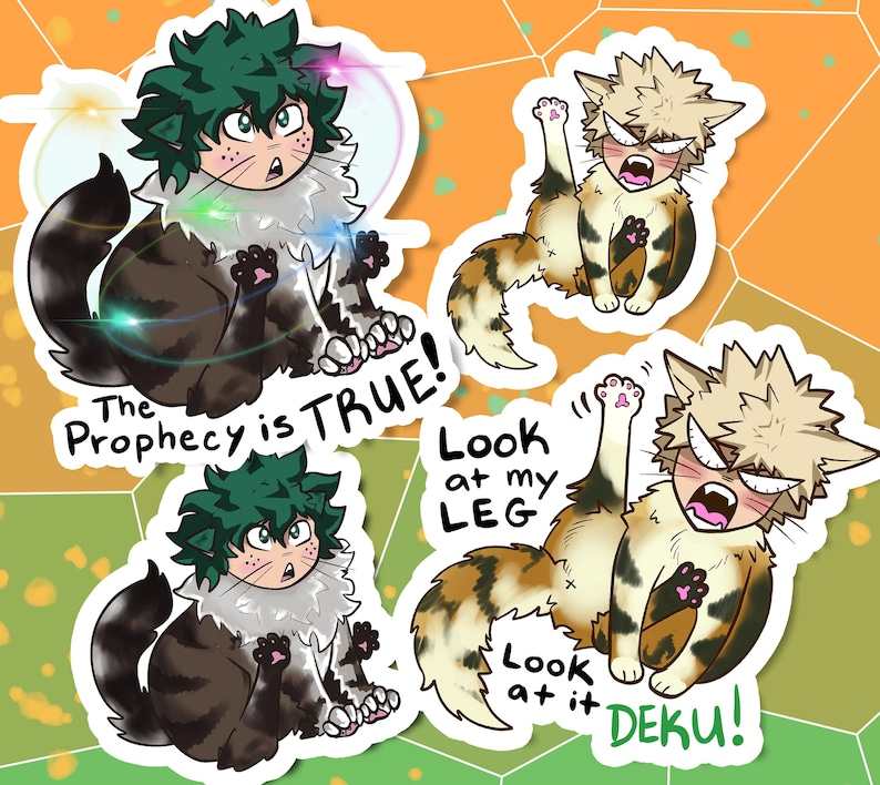 BKDK Cat Meme Stickers MHA/BNHA Bakugou Deku - Etsy UK