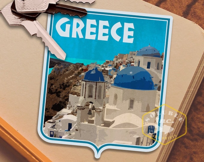 Greece Sticker, Santorini, Vinyl Sticker, Bubble-free, Travel Sticker ...
