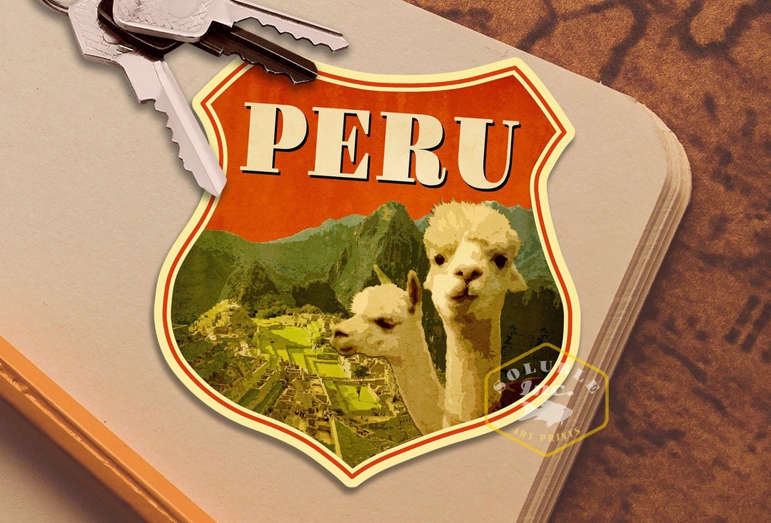 Peru Travel Sticker, Vintage Style Decal for Suitcase, Luggage, Laptop ...