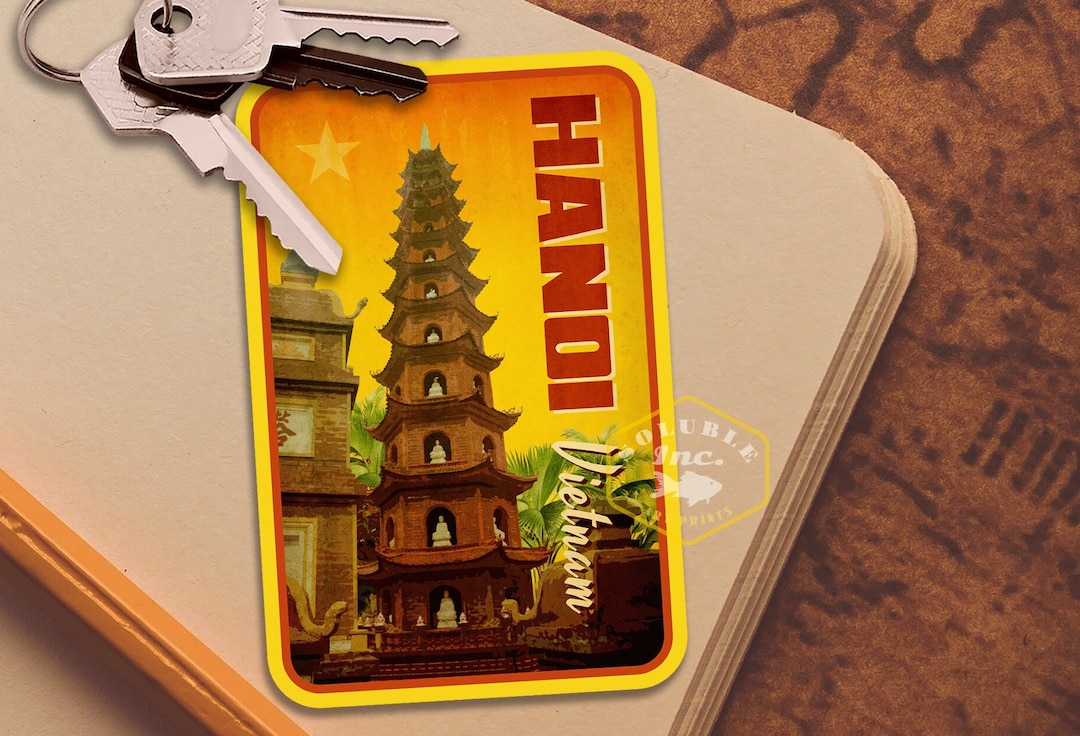 Hanoi Vietnam Travel Sticker, Vintage Style Decal for Suitcase, Luggage ...