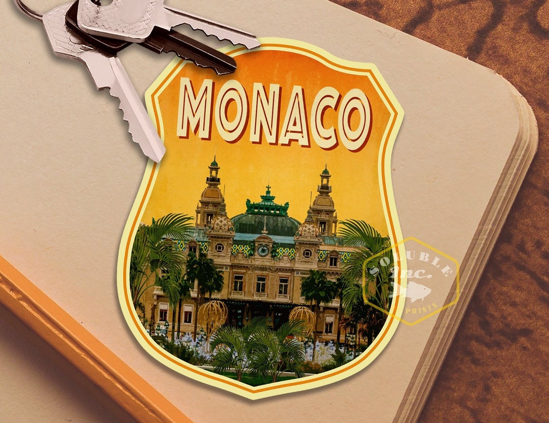Monaco Travel Sticker, Vintage-style Travel Gift, Decals for Luggage ...