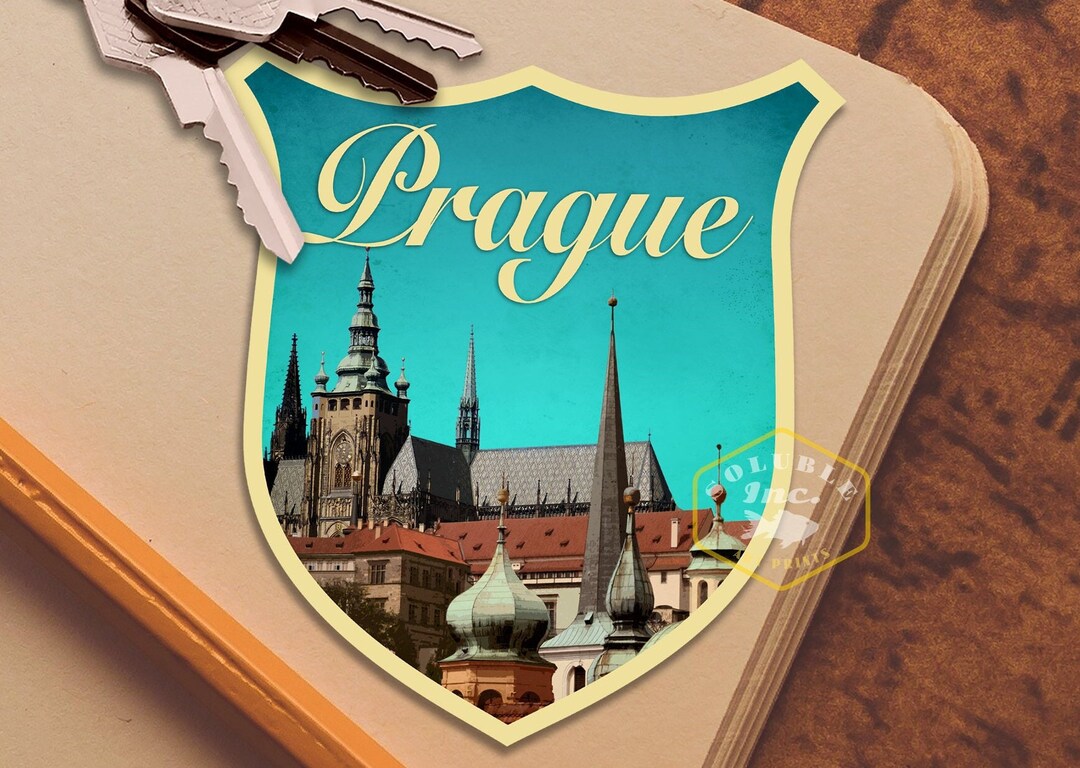 Prague Travel Sticker, Vintage-style Travel Gift, Decals for Luggage ...