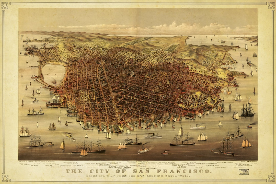 San Francisco 1879 Vintage Map, Digital Download, Antique Style Wall ...