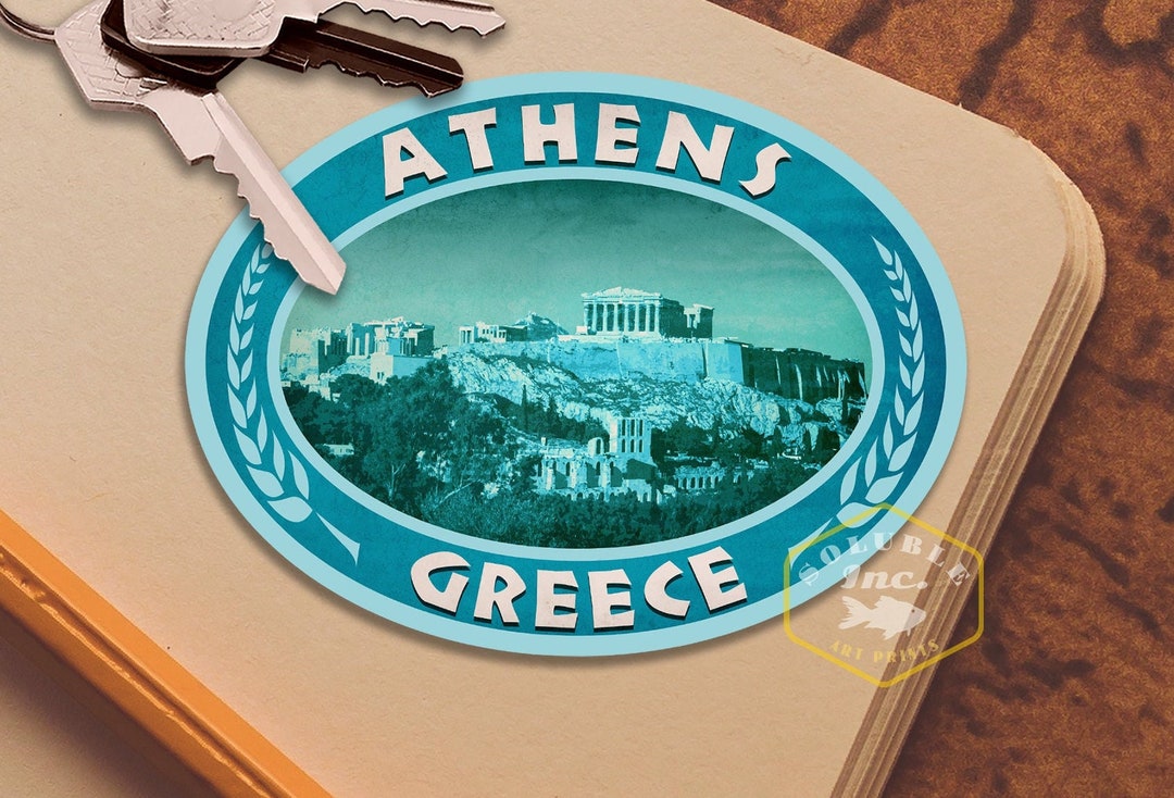 Athens Greece Travel Sticker: Vintage Acropolis Decal - Etsy