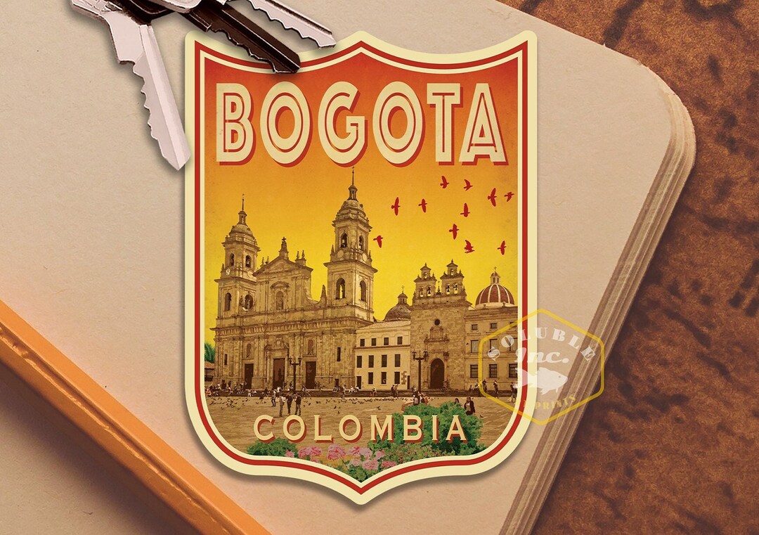 Bogota Colombia Travel Sticker, Vintage Style Decal for Suitcase ...