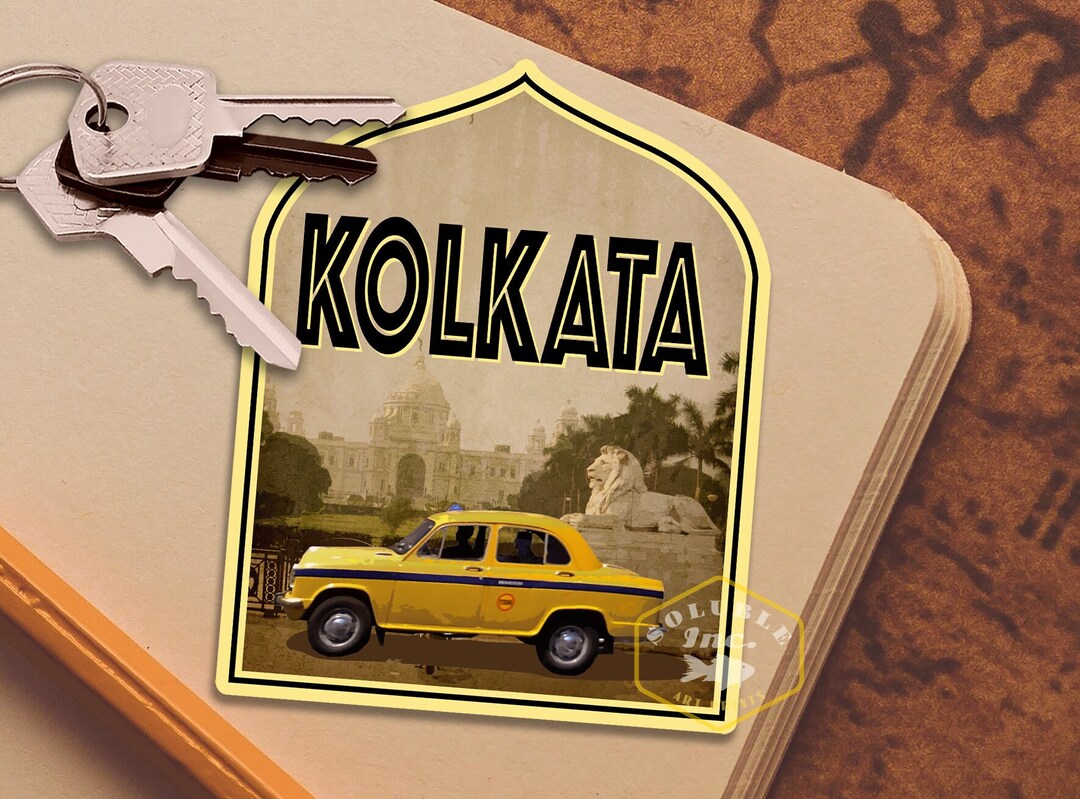 Kolkata India Travel Sticker, Vintage Style Decal for Suitcase, Luggage ...
