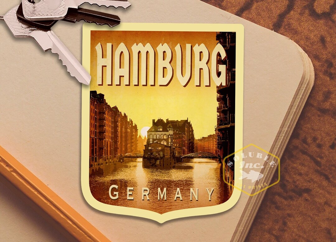 Hamburg Germany Travel Sticker: Vintage Suitcase Decal - Etsy