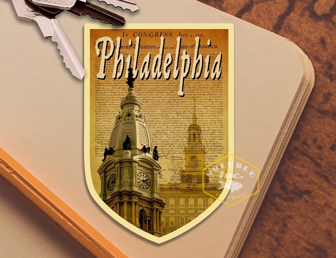Philadelphia Travel Sticker, Vintage Style Decal for Suitcase, Luggage ...