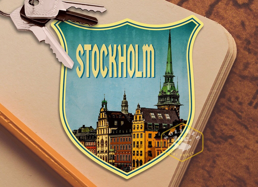 Stockholm Sweden Travel Sticker: Vintage Suitcase Decal - Etsy