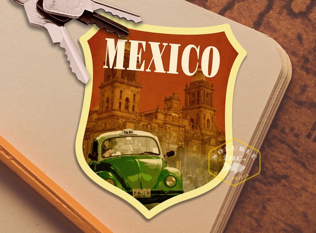 Mexico Travel Sticker, Vintage Style Decal for Suitcase, Luggage, Car ...