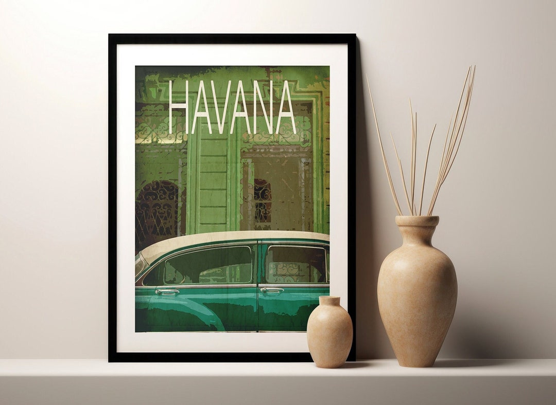 Havana Art Print, Vintage Travel Poster, Minimalist Wall Art, Home ...