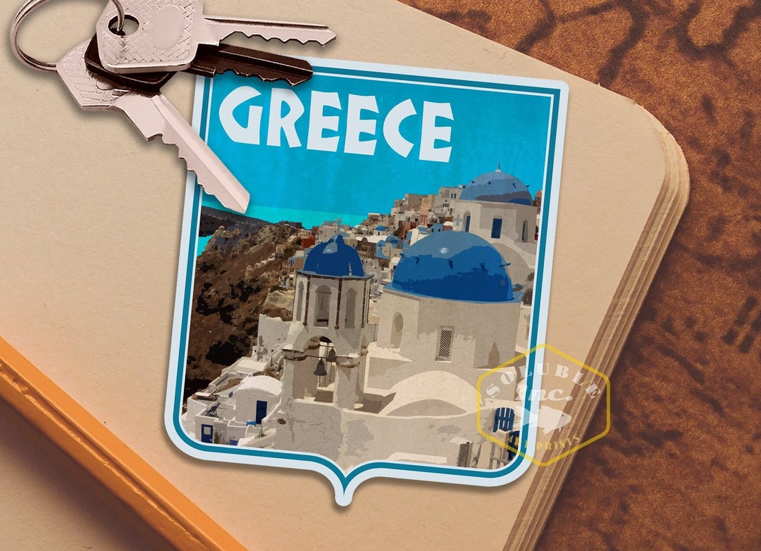 Greece Travel Sticker, Vintage Style Decal for Suitcase, Luggage ...