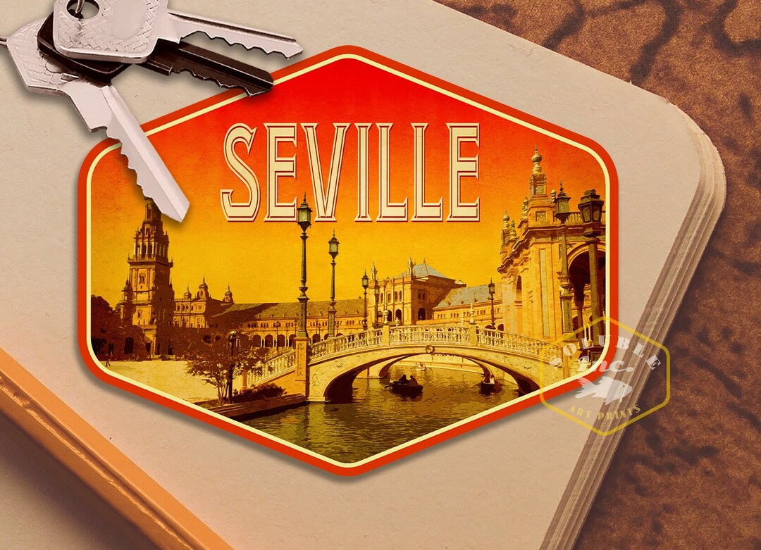 Seville Spain Travel Sticker, Vintage Style Decal for Suitcase, Luggage ...
