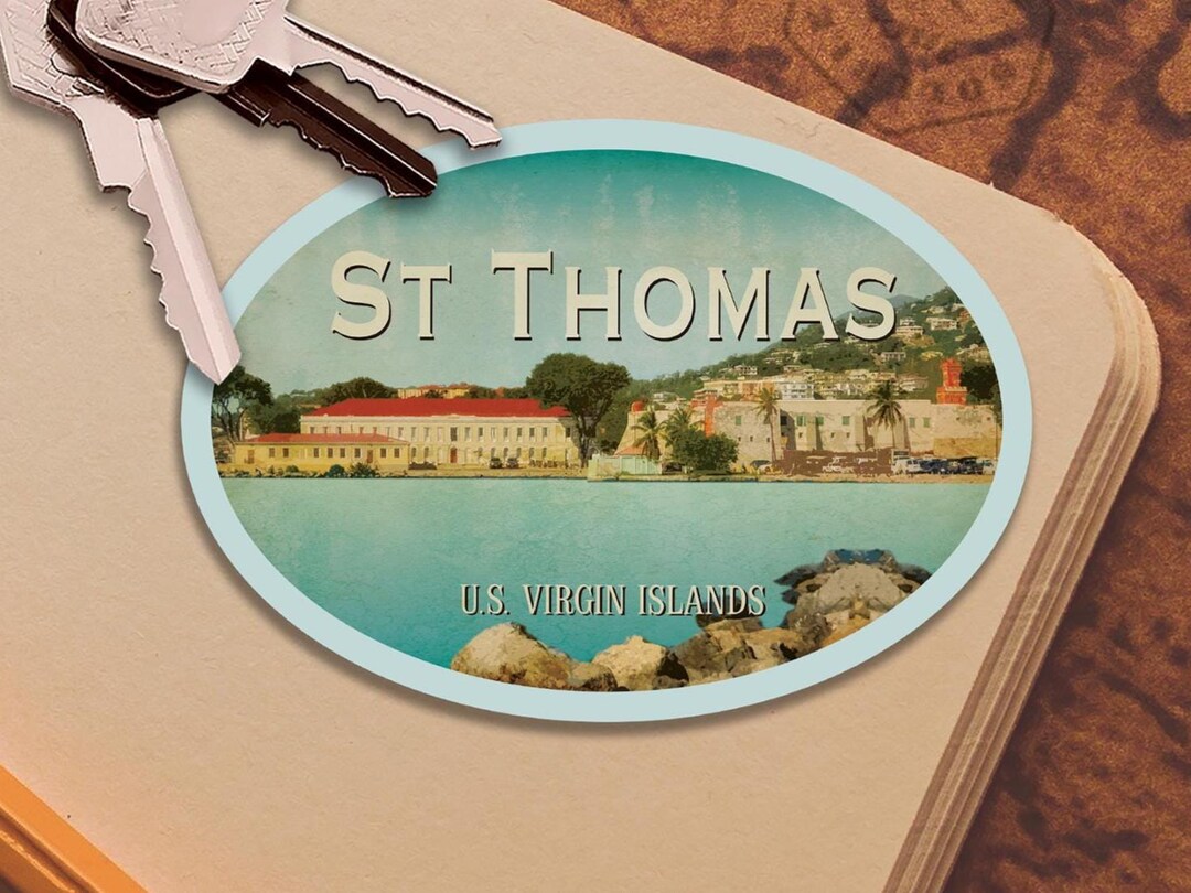 St Thomas Virgin Islands Travel Sticker: Vintage Suitcase Decal - Etsy