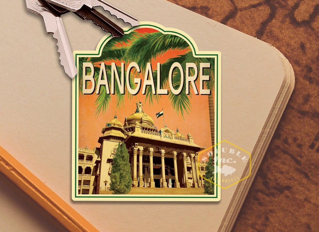 Bangalore India Travel Sticker, Vintage Style Decal for Suitcase ...