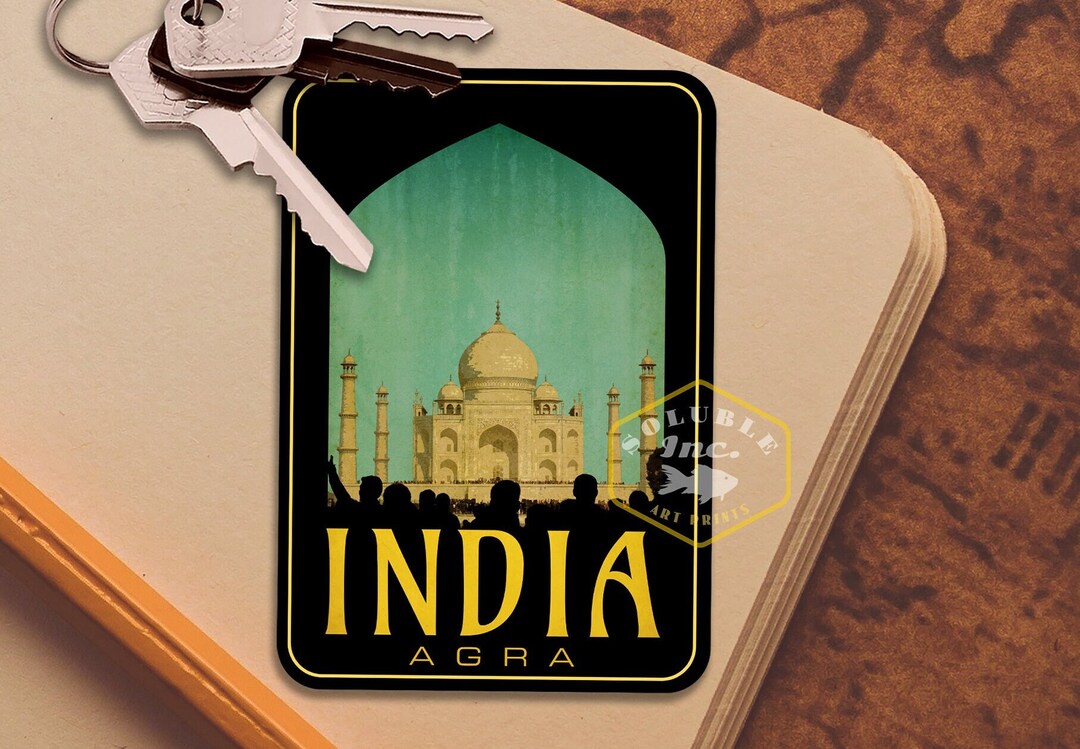 India Agra Travel Sticker, Vintage Style Decal for Suitcase, Luggage ...