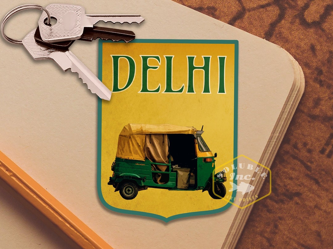 Delhi India Travel Sticker, Vintage Style Decal for Suitcase, Luggage ...