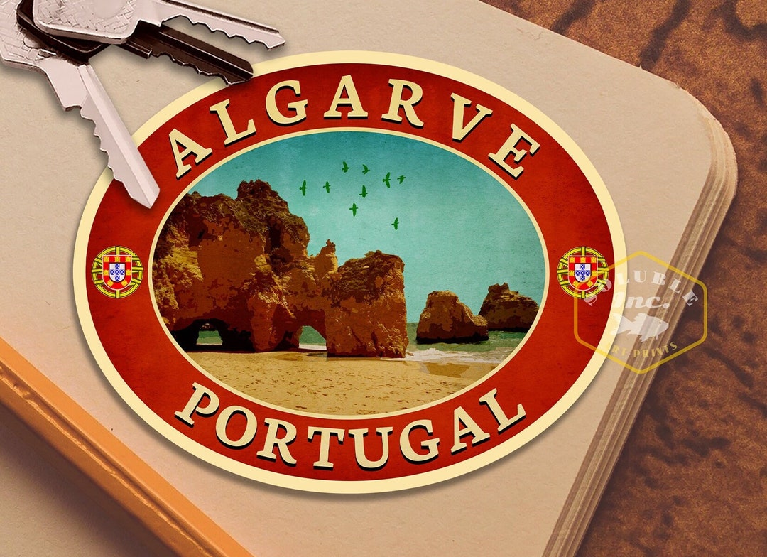 Algarve Portugal Travel Sticker: Vintage-style Suitcase Decal - Etsy