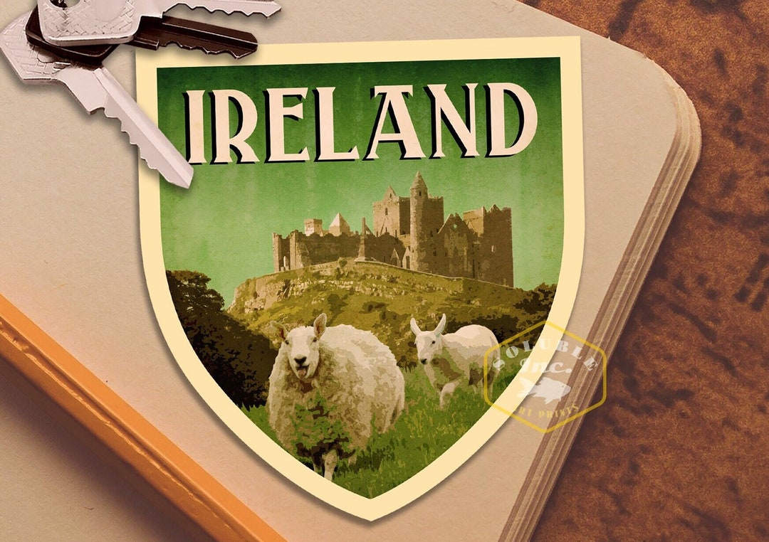 Vintage Ireland Travel Sticker: Rock of Cashel, Weatherproof Vinyl ...